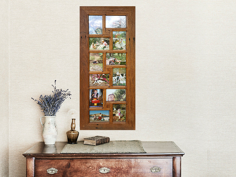 Popular 12 Photo Frame in Recycled Timber. A Multi Picture Photo Frame