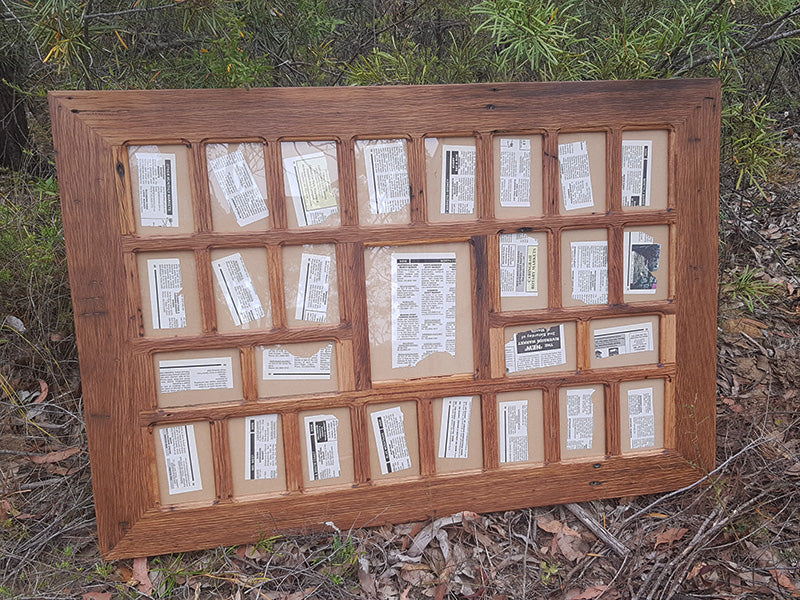 Large wooden Collage Picture frame for 27 photos recycled Australian t