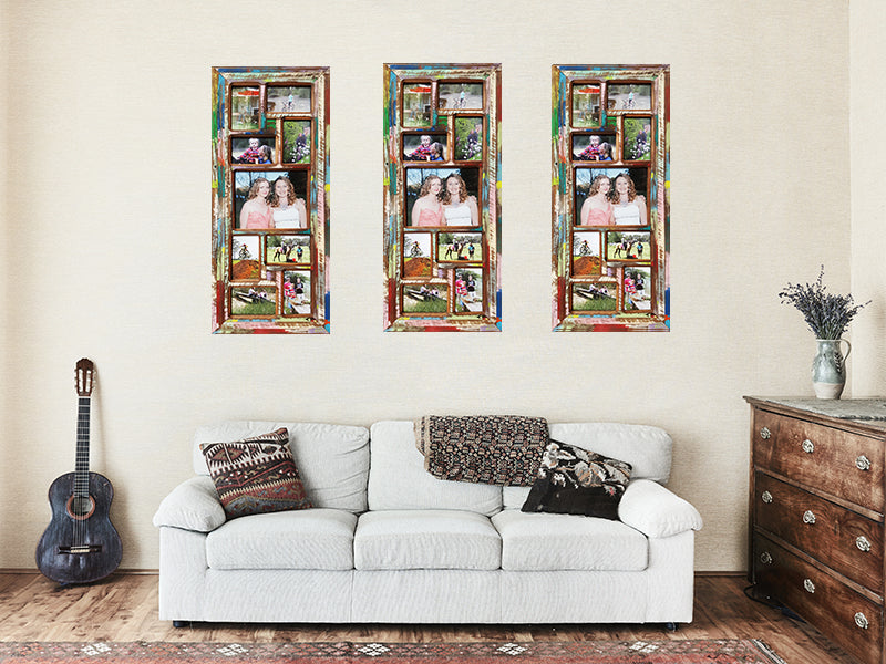 Recycled Timber Multi Picture Photo Frame with 8 normal and 1 enlargem